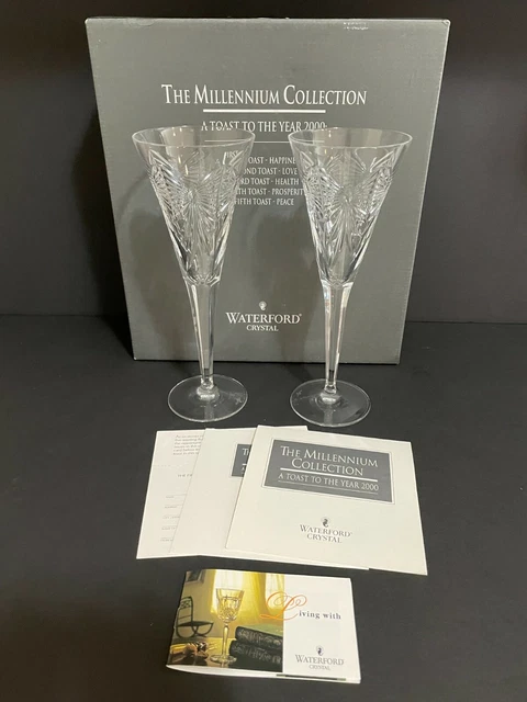 WATERFORD MILLENNIUM COLLECTION Crystal Champagne Toasting Flutes ...