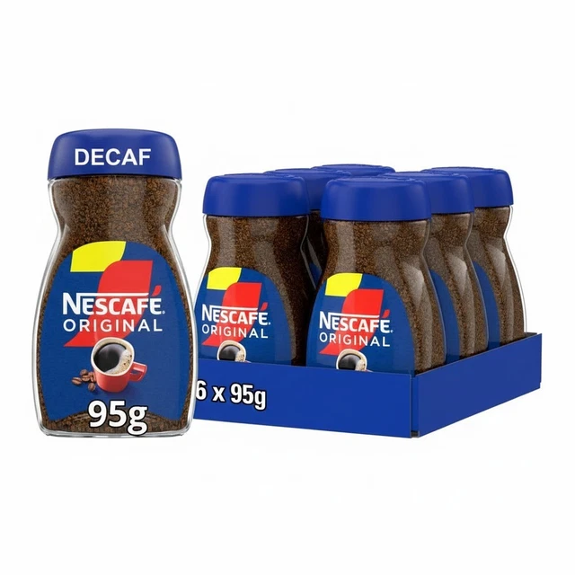 6 PACK NESCAFÉ Original Decaf Instant Coffee - 95g Jars - Total 570g ...