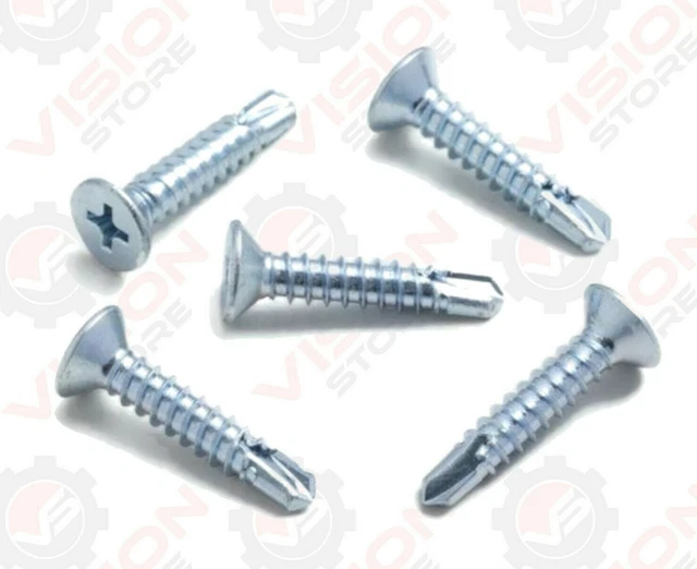 SELF DRILLING SCREWS Countersunk Zinc Plated Metal Fixing Windows ...