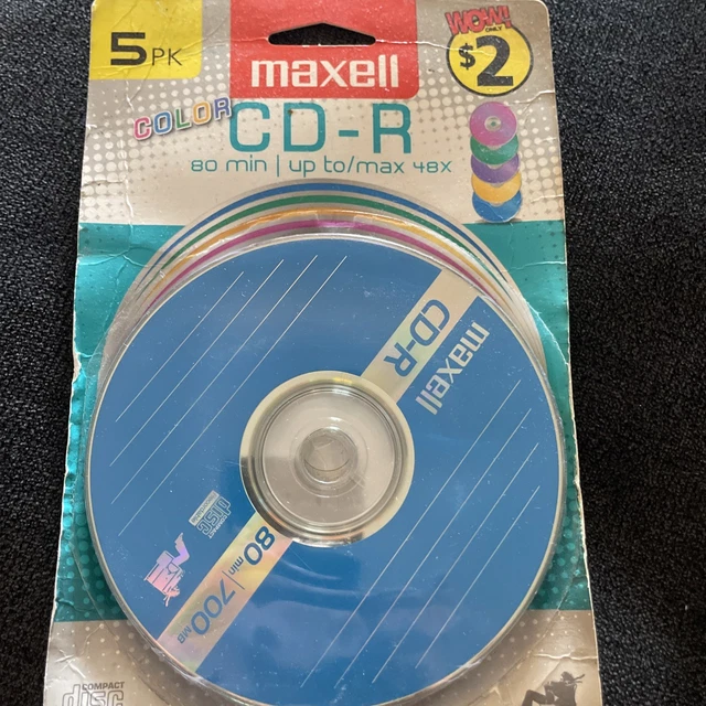 MAXELL COLOR CD-R Data 5 Pack- Music Photos - 80mins 700mb - Sealed ...