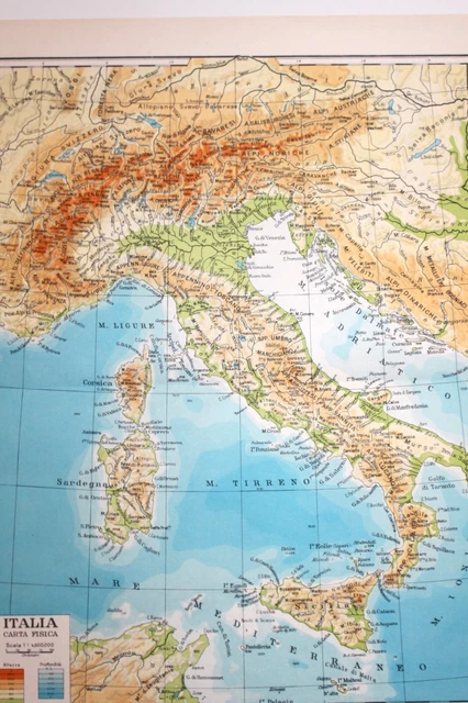 CARTINA GEOGRAFICA SCOLASTICA Italia 1960 vintage EUR 10,00 - PicClick IT