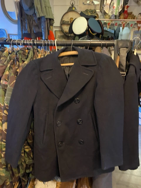 VINTAGE WW2 US Naval Depot 6 Button Wool Pea Coat Sz 38/40 Pit To Pit ...