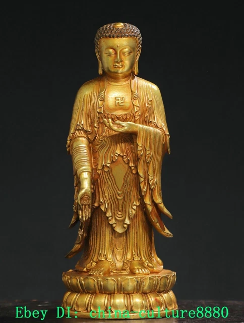 7.8 &BOUDDHA SHAKYAMUNI en cuivre pur tibétain plaqué or EUR 162,00 - PicClick FR