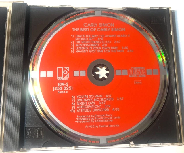 CARLY SIMON BEST Of Carly Simon (CD 1984) W German Target Smooth edge ...