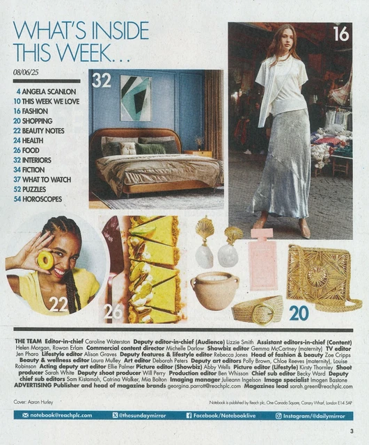 MAGAZINE CAHIER SUNDAY Mirror : Angela Scanlon, Ewan McGregor, Mode, 8. ...