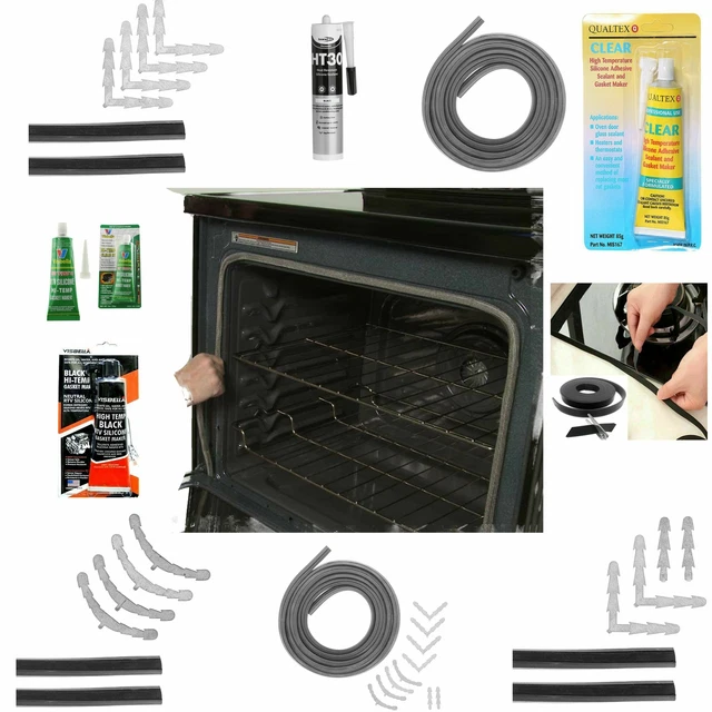 UNIVERSAL OVEN COOKER Door Hob Seal Rubber & Clips Silicone Glue ...