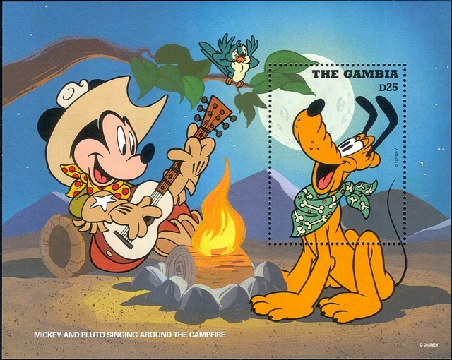 GAMBIA 1995 DISNEY/MICKEY/PLUTO/COWBOYS/CARTOONS/ANIMATION/MUSIC 1v m/s ...
