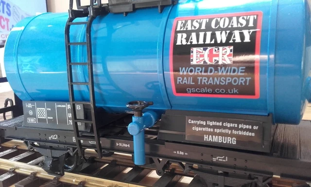 G SCALE OIL TANKER BLUE CARGO TANK GARDEN ROLLING STOCK COACH TRAIN ...