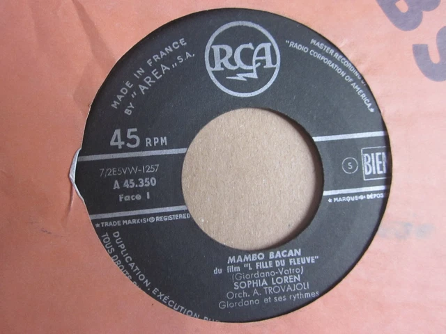 SOPHIA LOREN..B.O. FROM The Film ..Daughter Of The River ..45 Rpm £4.10 ...