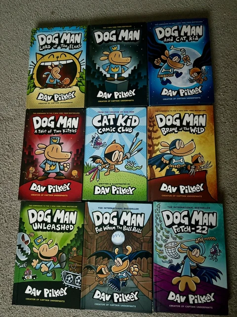 DOG MAN CAT Kid Books Bundle x9 Dav Pilkey Cartoon Comics Collection ...