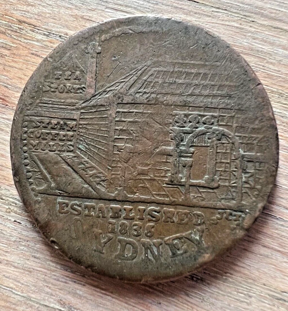 RARE 1853 AUSTRALIA Sydney Coffee Mills Penny Token Coin . Very nice ...