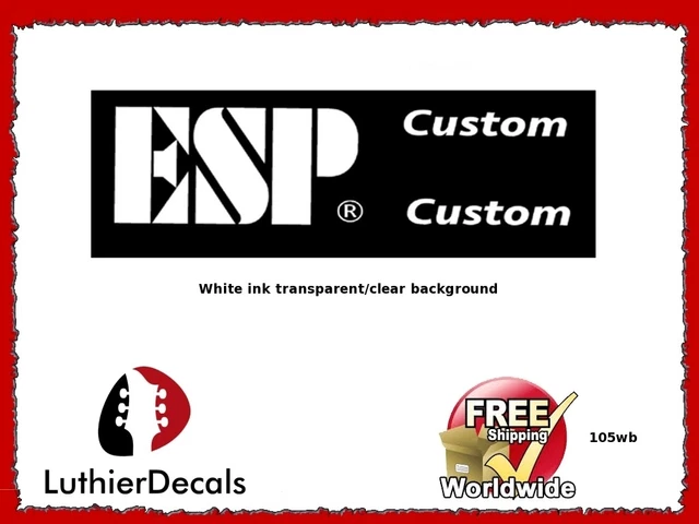 ESP CUSTOM GUITAR Company Headstock Decal Waterslide Restoration logo ...