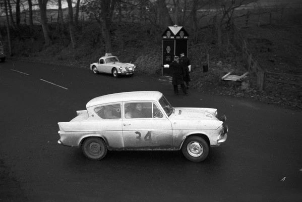 ANNE HALL & Val Domleo, Ford Anglia Rally Car 1962 Motor Racing Old ...