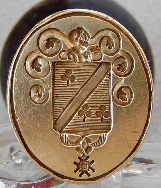 SCEAU ARMOIRIES, CACHET BRONZE 18eme,HEAUME, CHEVALLIER,HERALDIQUE ...