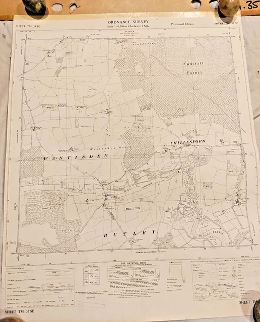 ORIGINAL 1958 OS Map Suffolk TM35SE Tunstall Forest Chillesford ...