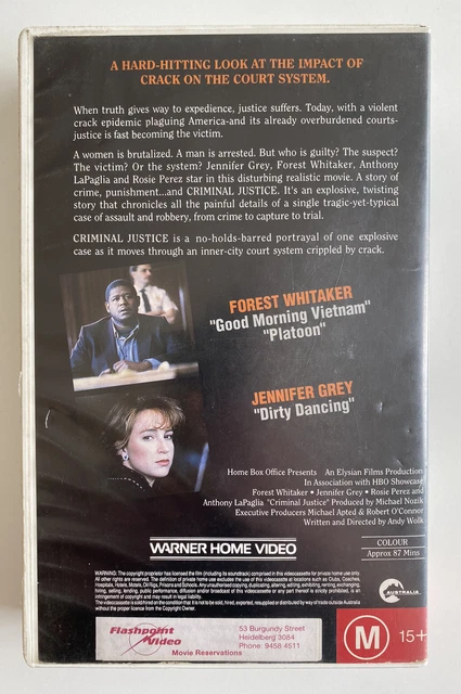 CRIMINAL JUSTICE [VHS] Warner Video Big Box Ex-Rental Tape 1990 HBO TV ...