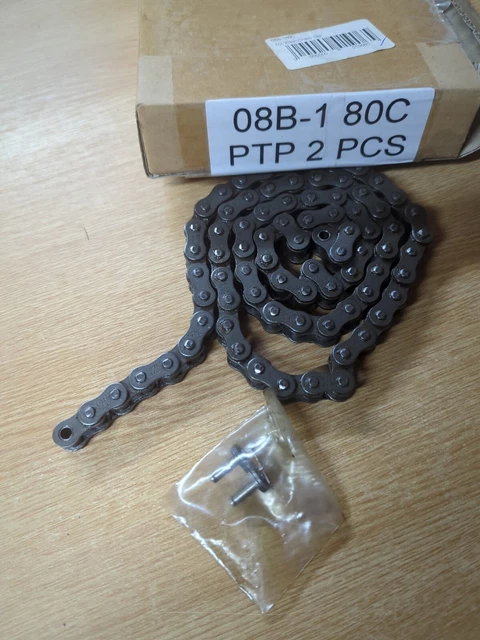 1/2& 08B ROLLER Chain British Standard QUALITY PRODUCT 1mtr + link £2. ...