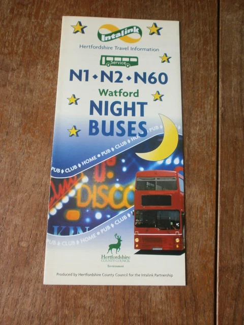 SULLIVAN BUSES TIMETABLE Leaflet-Watford Night Bus Routes N1, N2 & N60 ...