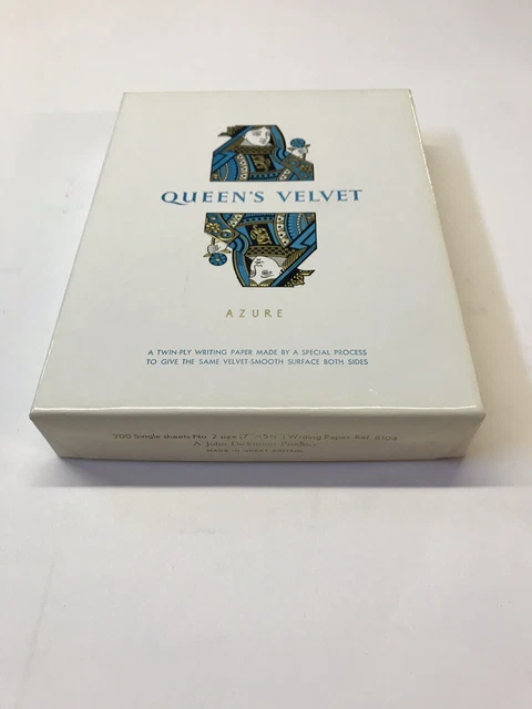 QUEEN’S VELVET LUXURY Letter Writing Paper Stationery Size 2 Azure Box ...