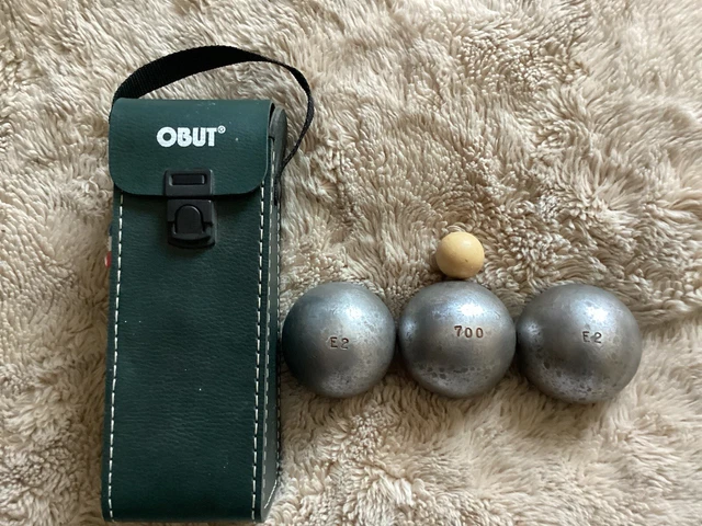 TRIPLETTE DE PÉTANQUE boules bleues ,Avec Sacoche OBUT Rigide et bouchon en buis EUR 70,00 ...