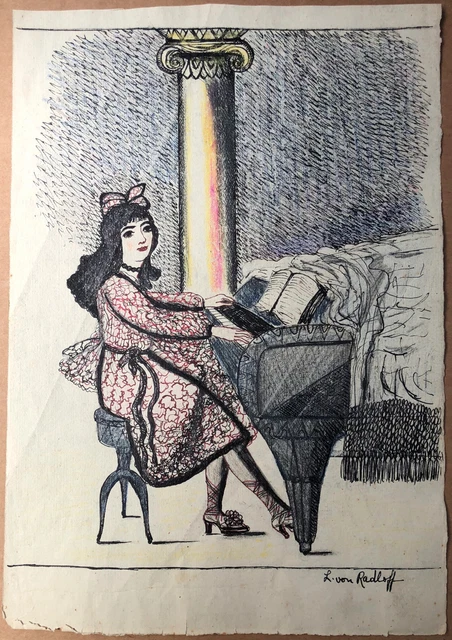 DESSIN ORIGINAL LILIA Radlova dit LILIAN VON RADLOFF (1902-1965) Femme ...