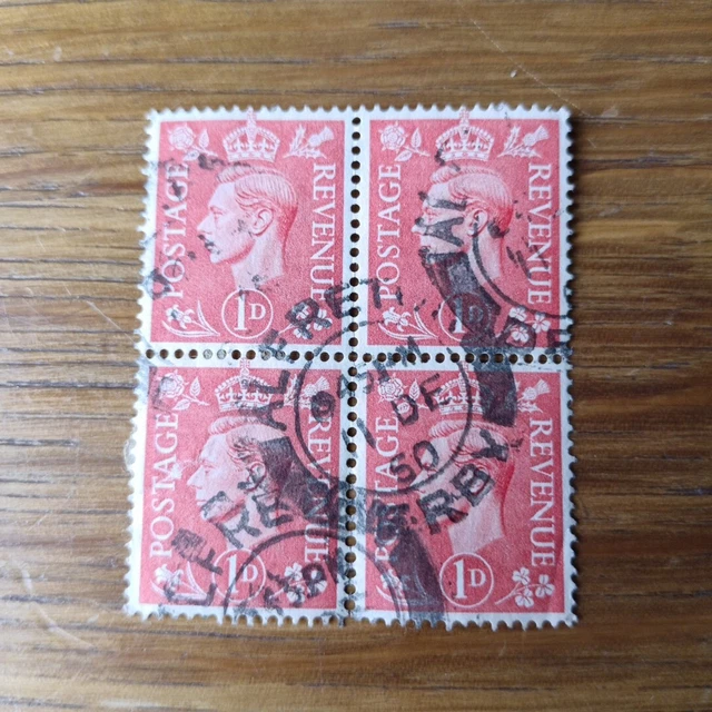 FRANCOBOLLO POSTALE GRAN Bretagna Re Giorgio VI 1d con Alferton DerbyCancel. Francobollo EUR 5 ...