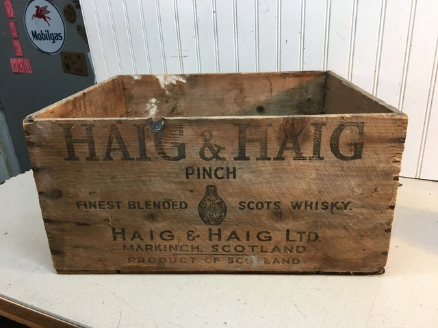 VINTAGE SCOTCH Whisky Whiskey Wood Crate Box 18x15x9in HAIG & HAIG £108 ...