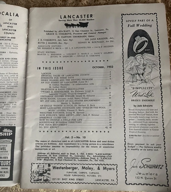 1950'S LANCASTER PA. magazine eisenhower cover, so many great ads rare ...