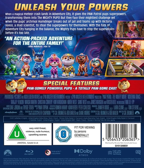 PAW PATROL: THE Mighty Movie Blu-ray - McKenna Grace, Taraji P. Henson ...