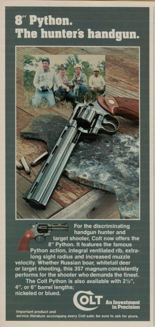 1981 COLT 8& Python Handgun Hunter & Target Shooter .357 Magnum VINTAGE ...