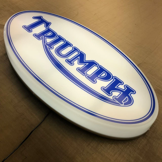 TRIUMPH ILLUMINATED WALL sign led light box garage shed mancave ...