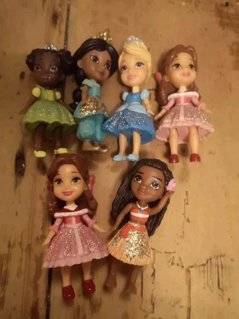 DISNEY PRINCESS MINI Dolls Action Figures bundle x6 Moana Jasmine Tiana ...