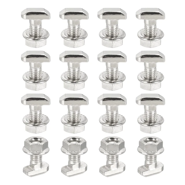 16 SET M8X16MM T-Slot Bolts with Hexagon Flange Nuts Set for 40 Series ...