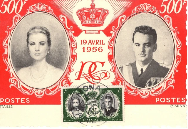 ANSICHTSKARTE MONACO HOCHZEIT Grace Kelly Fürst Rainier III von Monaco ...