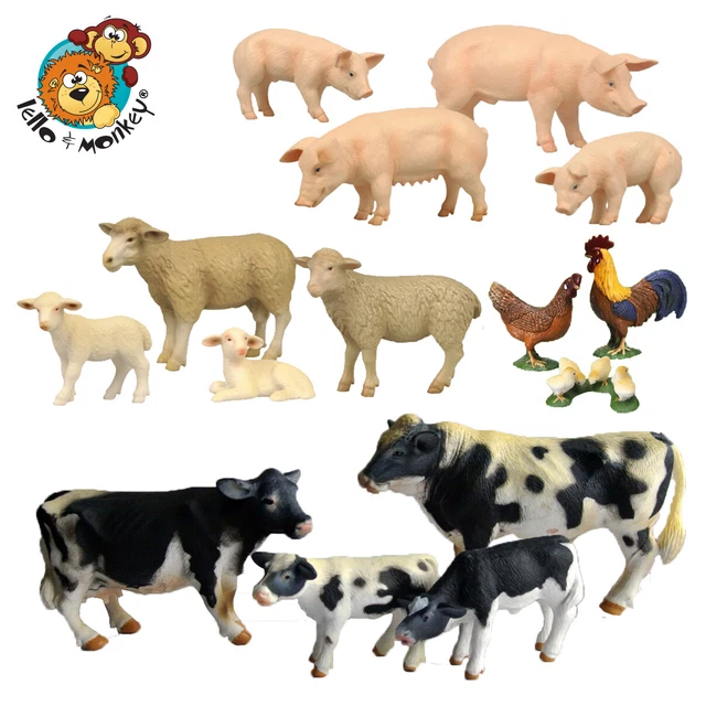 LARGE FARM ANIMALS - solid plastic farm animal set of 15 - **damaged ...