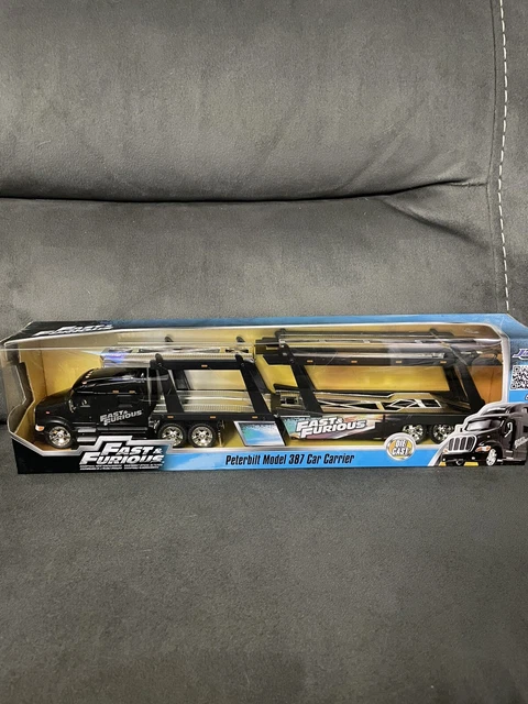 JADA FAST AND FURIOUS peterbilt 387 car carrier Transporter Black 1:64 ...