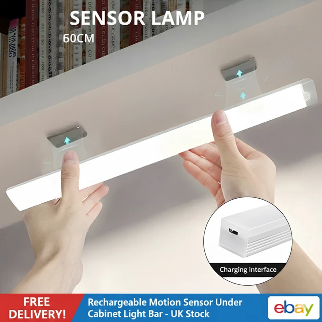 LED MOTION SENSOR Kitchen Cupboard Wireless Rechargeable PIR Strip ...