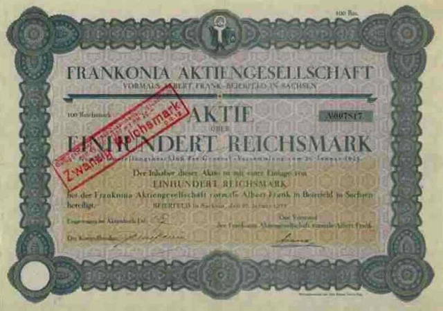 FRANKONIA ALBERT Frank AG 1925 Beierfeld Sachsen Fahrrad Automobil ...
