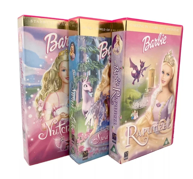 BARBIE MOVIES VHS Cassette Tapes x 3 Swan Lake Rapunzel Barbie in the ...