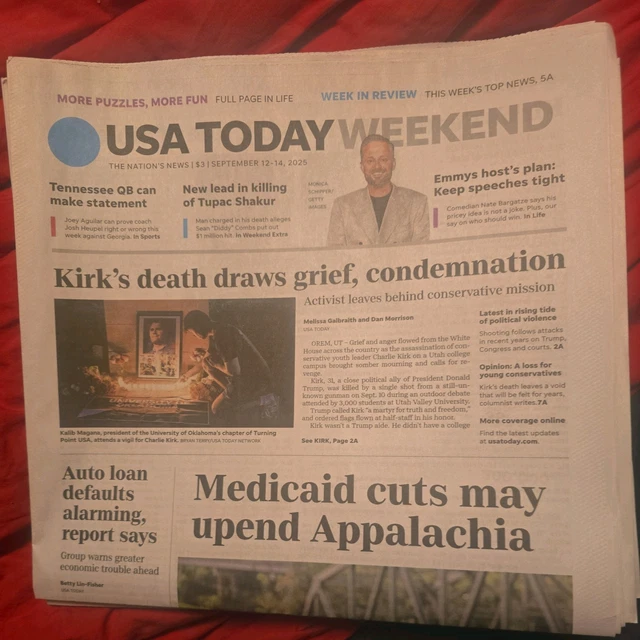 USA TODAY SEPTEMBER 12-14Th, 2025 Charlie Kirk Assassination Tupac ...