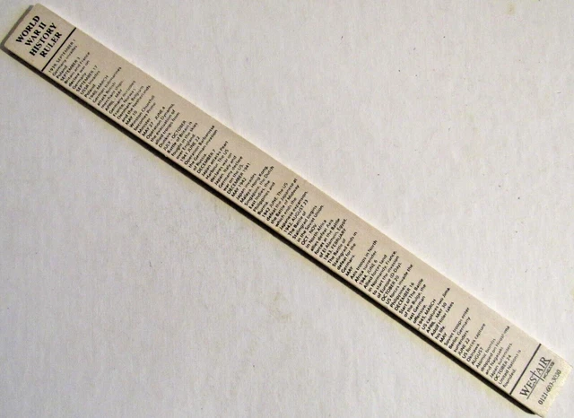 RULER WOODEN 30CM WORLD WAR II HISTORY TIMELINE 1939 - 1945 INVADE ...