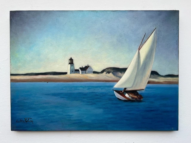 TABLEAU HUILE SUR toile Edward Hopper signé et estampillé 20 X 28 ...
