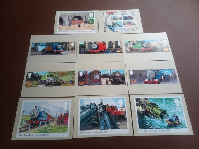 THOMAS THE TANK ENGINE - ROYAL MAIL STAMP CARD SERIES PHQ351 -Pcs 11 ...