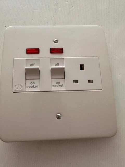 MK K5011WHI METAL cooker switch with socket & neons new no box £40.00 ...