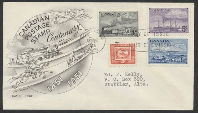 1951 #311-314 STAMP Centenary Combo FDC Mercer Cachet Toronto $7.00 ...