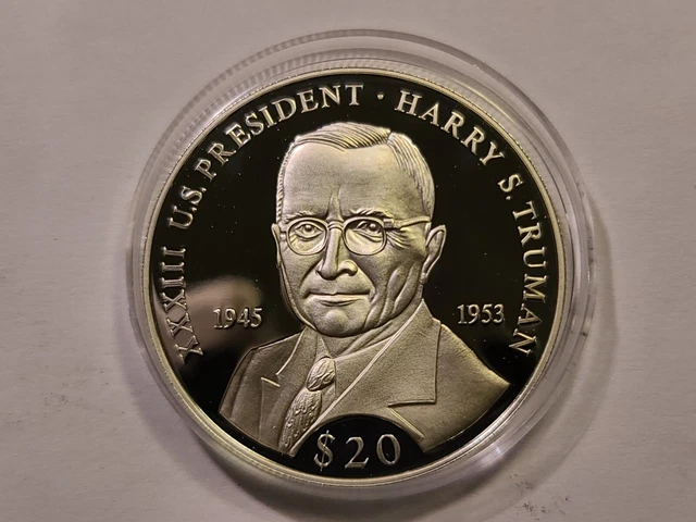 2000 LIBERIA 20 Dollar .999 Silver Proof Coin - Harry S. Truman - KM ...