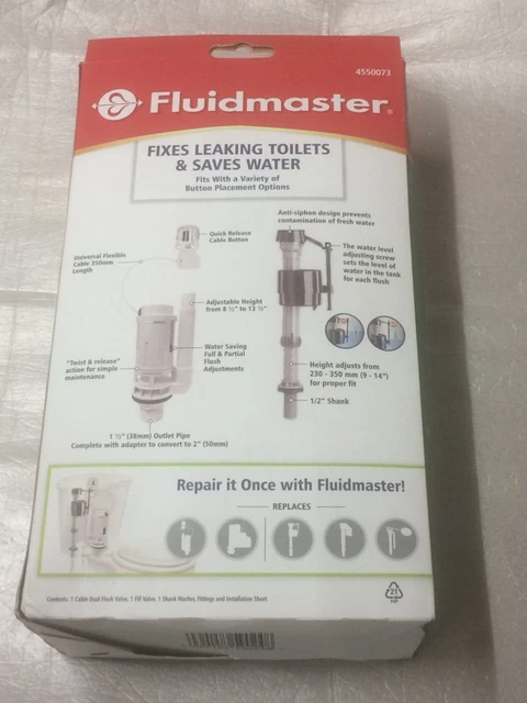 FLUIDMASTER DUAL FLUSH push button cistern pack fill valve + dual flush ...