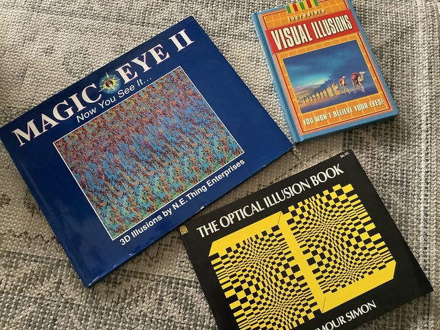 MAGIC EYE 3D VISUAL ILLUSIONS Optical Seymour Simon Books BULK $35.00 ...