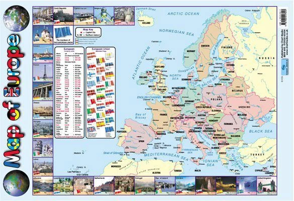 LAMINATED MAP OF Europe Mini Poster £8.99 - PicClick UK