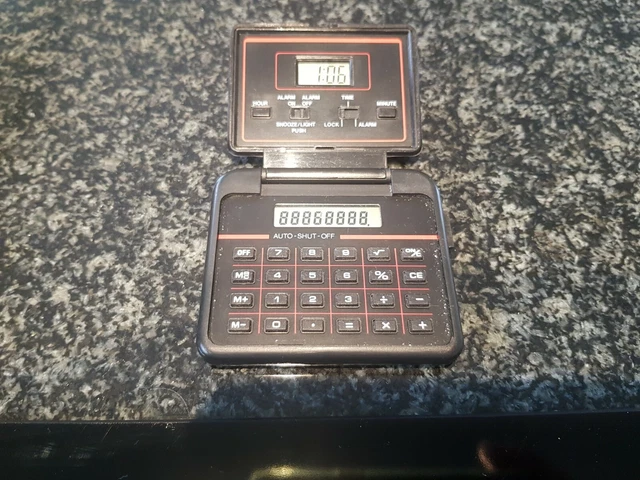 VINTAGE TRAVEL ALARM CLOCK CALCULATOR COMBO 1980’s £12.00 - PicClick UK
